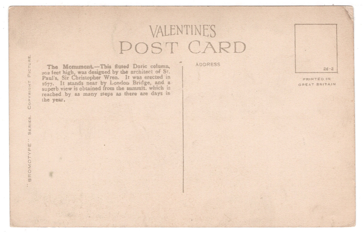 The Monument, London, England Vintage Original Postcard # 0841 - New ...